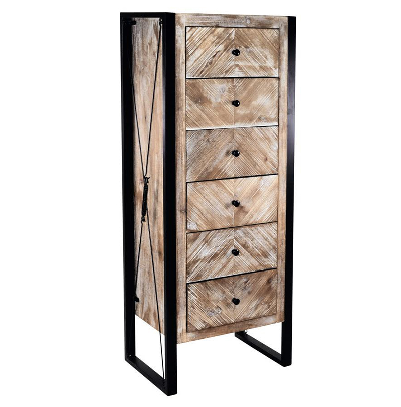 Cassettiera alta legno riciclato particolare prezzo outlet