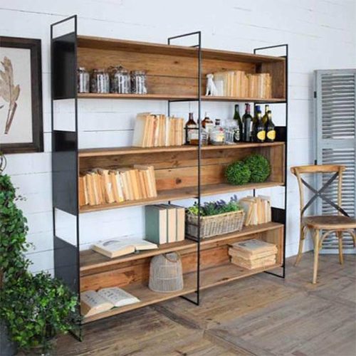 Libreria legno naturale e ferro - offerta sconto outlet mobili